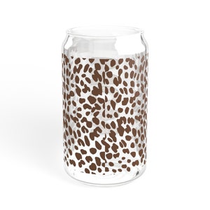 Vibrant Mom Leopard Print Sipper Glass 16oz for Coffee Lover Animal ...