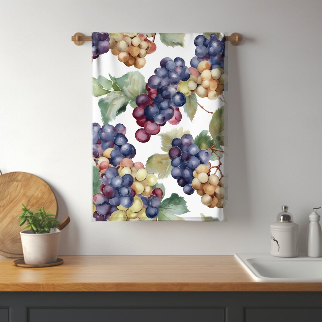 Grapevine Print Kitchen Towel for Kitchen Decor Printed Grapes Design ...