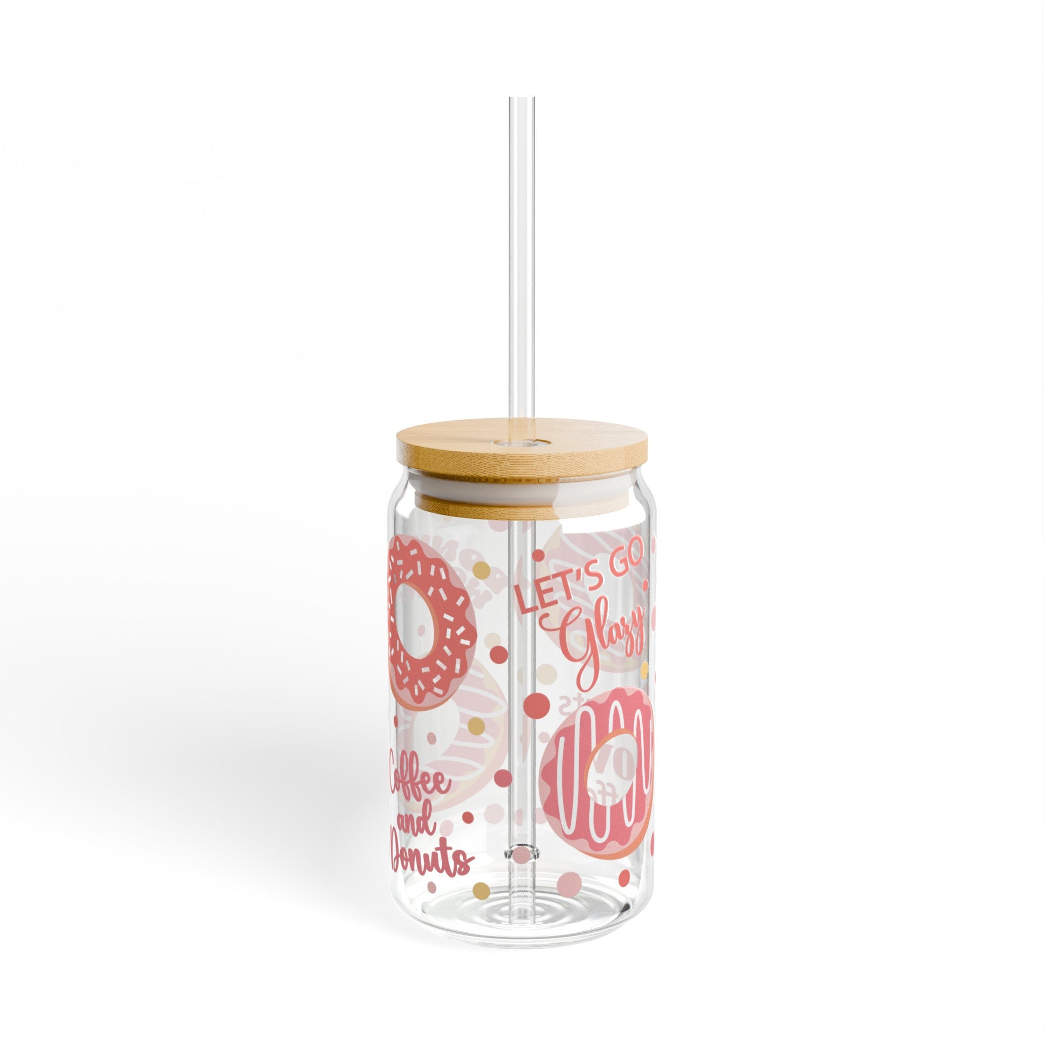 Donut Lover Coffee Print Sipper Glass 16oz Trendy Gift for Bridesmaids ...