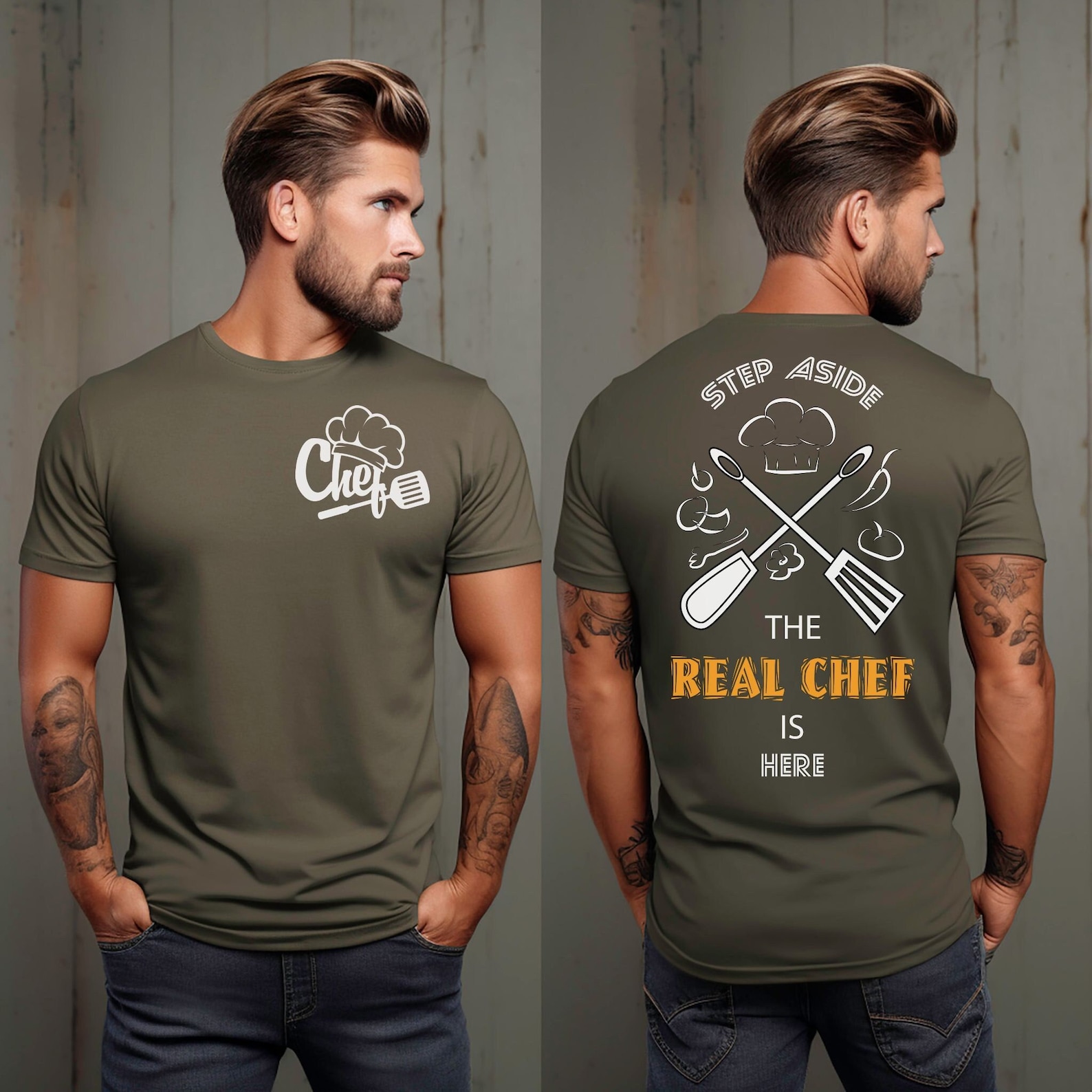 Unique Chef T-shirt Fathers Day Gift for Him Trendy Printed Tee for Dad ...