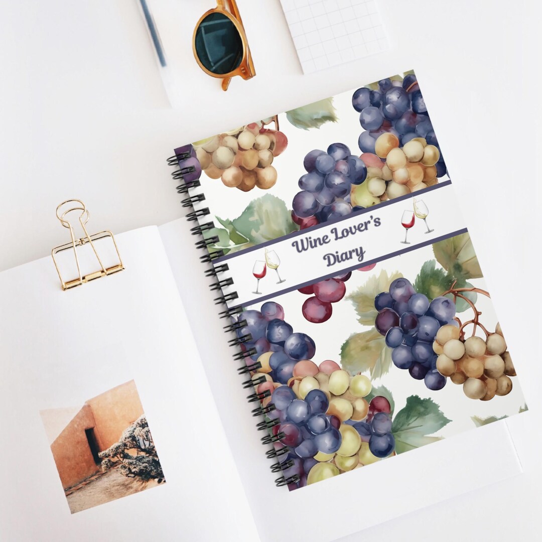 Wine Lovers Print Diary Spiral Notebook Ruled Line Notepad for Wine ...