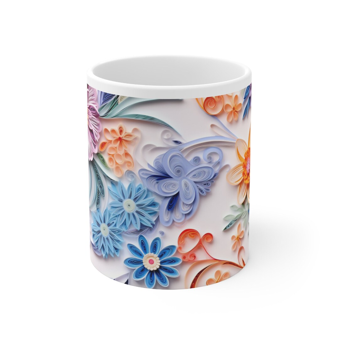 Pastel Colored, Fun, Flower Design Mug for Coffee, Tea, Chocolate ...
