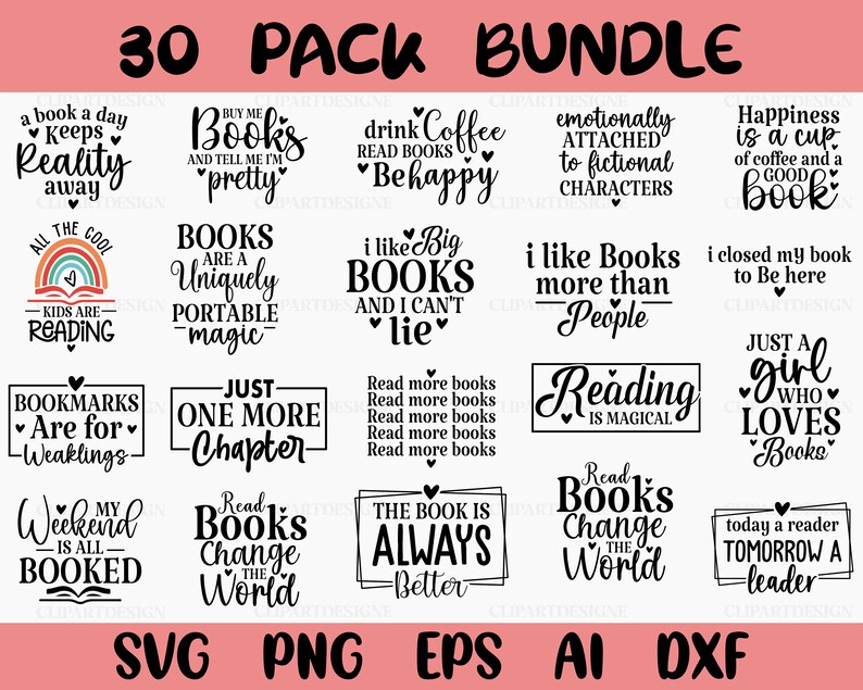 Reading SVG Bundle, Book Svg, Books SVG Bundle, Book Lover Svg Cut ...