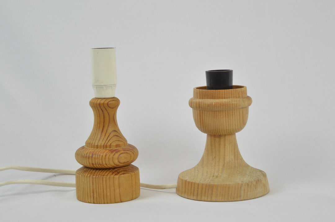 Elegant Handmade Wood Table Lamp Base Vintage Scandinavian Design Small ...