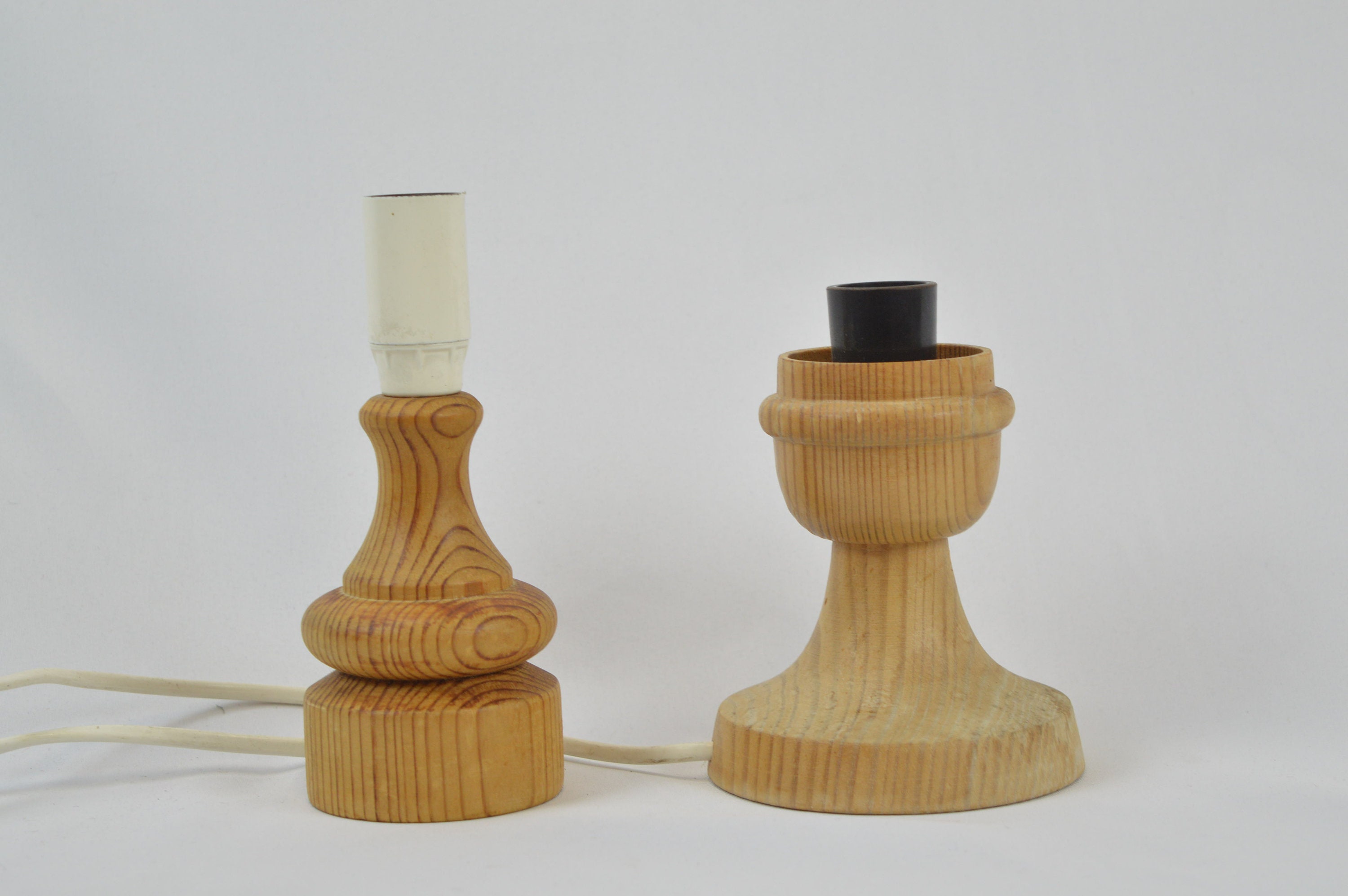 Elegant Handmade Wood Table Lamp Base Vintage Scandinavian Design Small ...