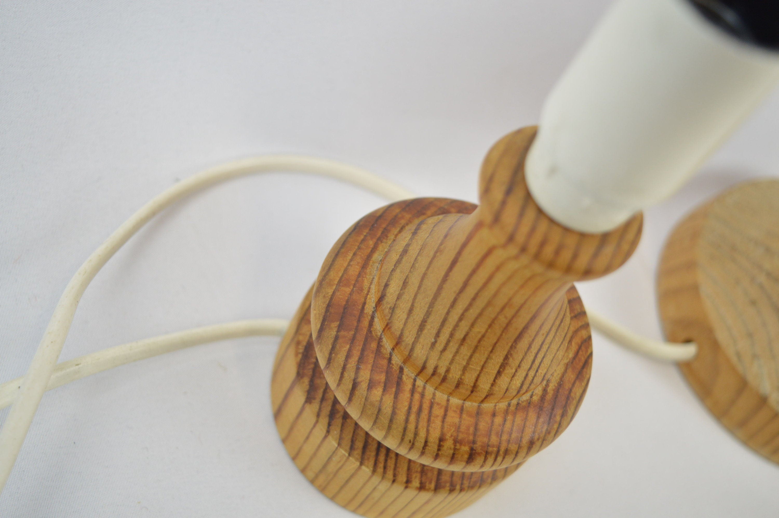 Elegant Handmade Wood Table Lamp Base Vintage Scandinavian Design Small ...