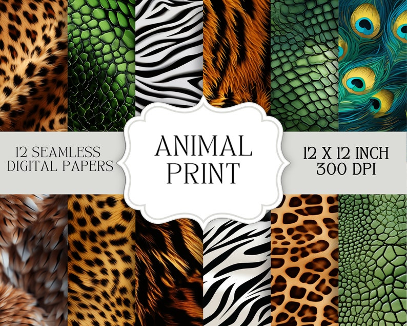 Animal Print Theme Seamless Pattern Digital Paper - Etsy