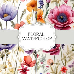 Floral Watercolor Seamless Pattern Digital Paper - Etsy