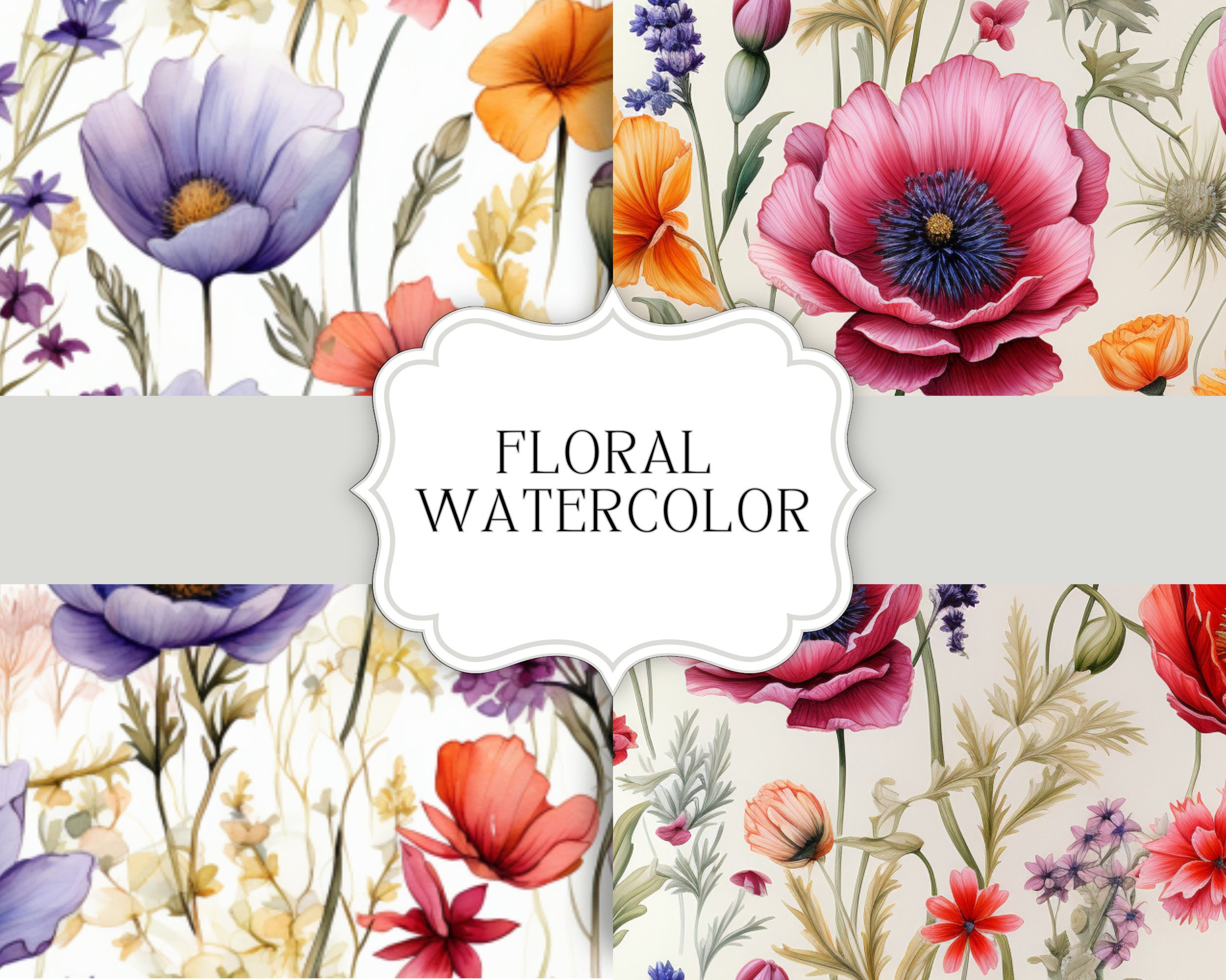 Floral Watercolor Seamless Pattern Digital Paper - Etsy