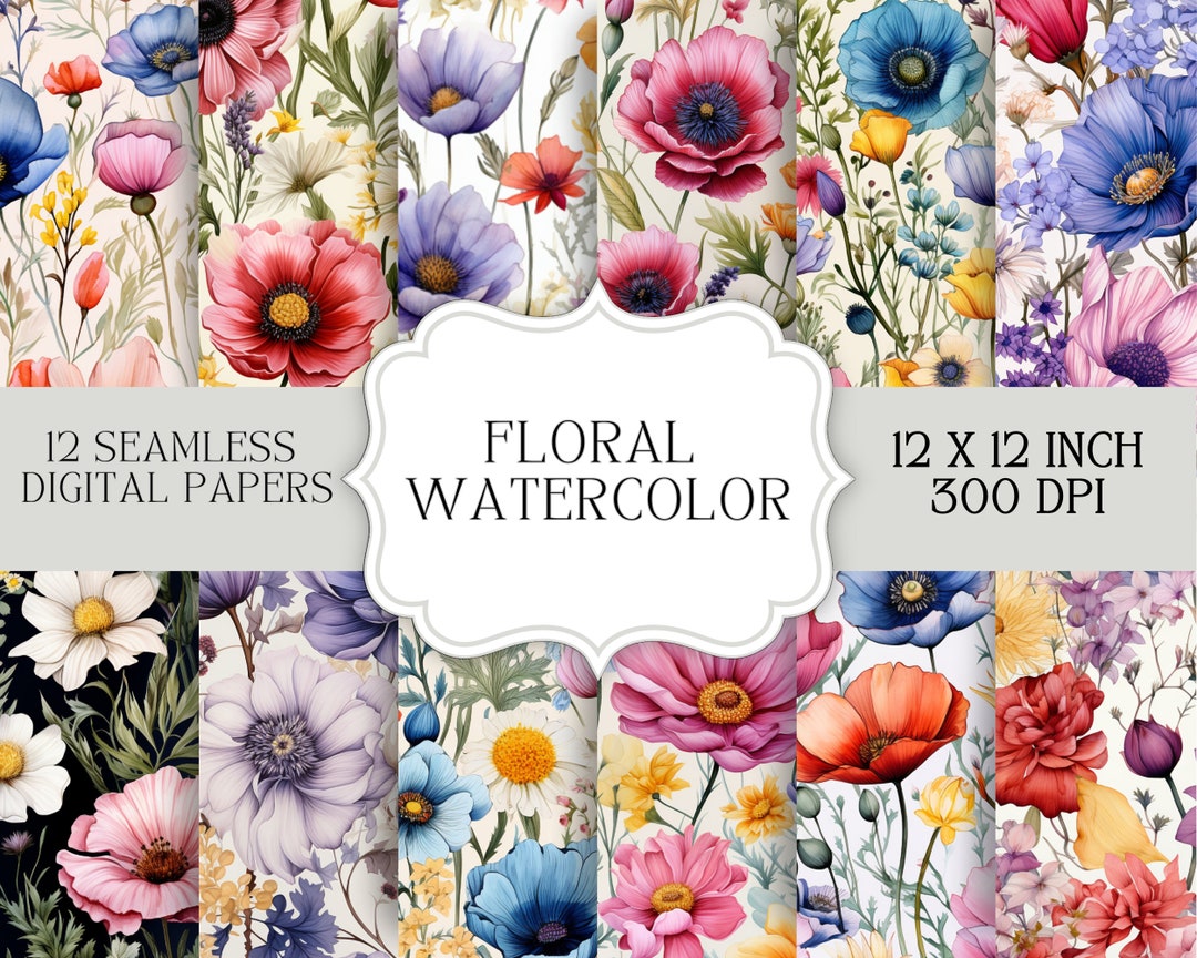 Floral Watercolor Seamless Pattern Digital Paper - Etsy