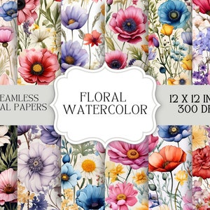 Floral Watercolor Seamless Pattern Digital Paper - Etsy