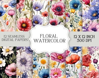 Roses Floral Watercolor Seamless Pattern Digital Download - Etsy