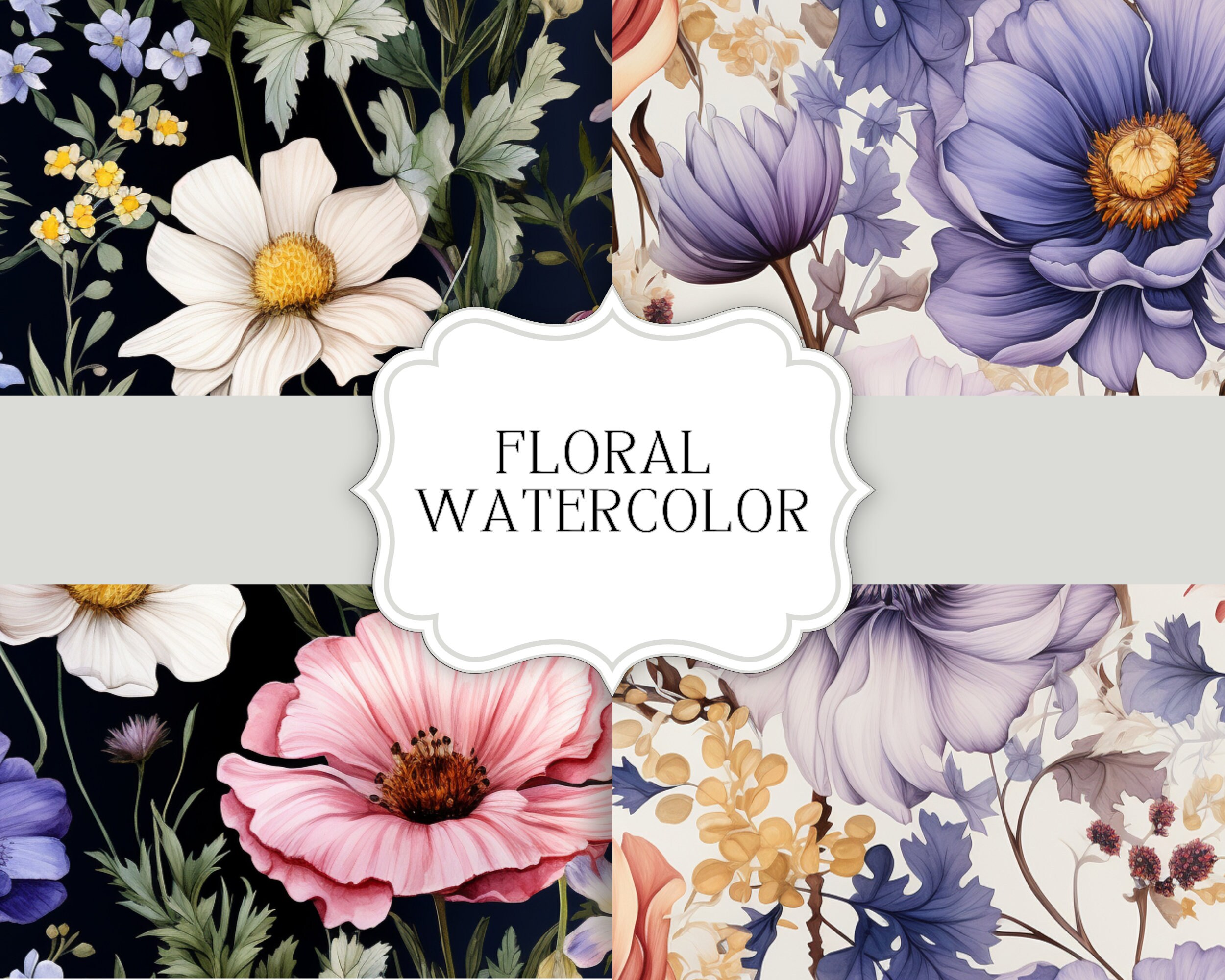 Floral Watercolor Seamless Pattern Digital Paper - Etsy