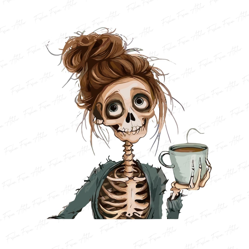 Ghost Coffee Skeleton Art - Etsy