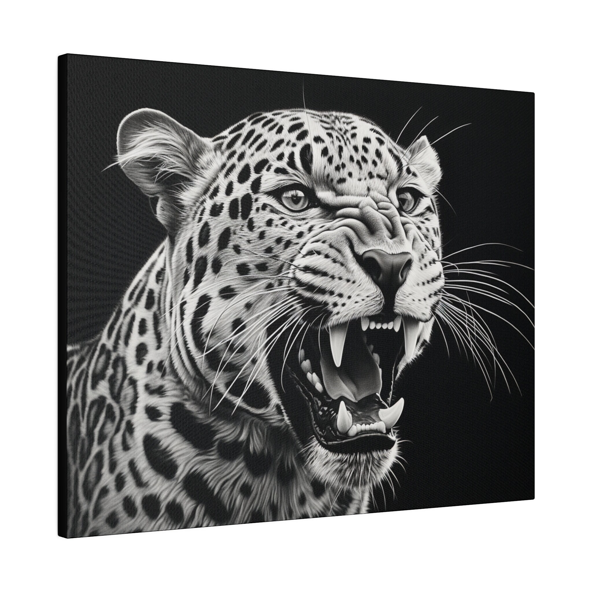Leopard Drawing on Canvas 02 Pencil Artwork Print, Black & White ...
