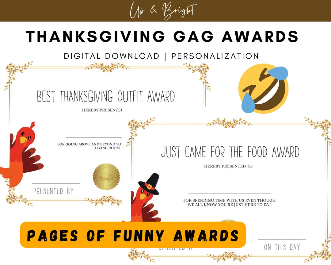 THANKSGIVING AWARDS GAG Awards Hilarious Thanksgiving Printables ...