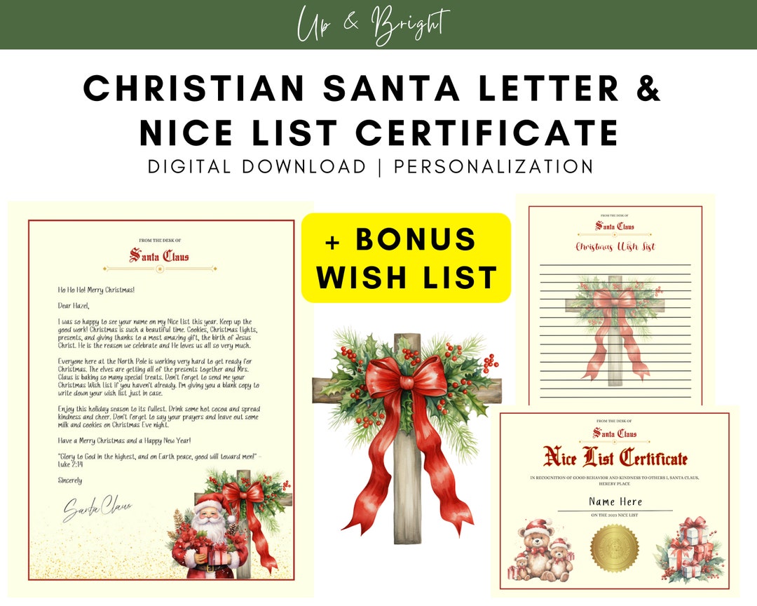 CHRISTIAN SANTA LETTER Certificate Personalized Santa Letter Faith ...