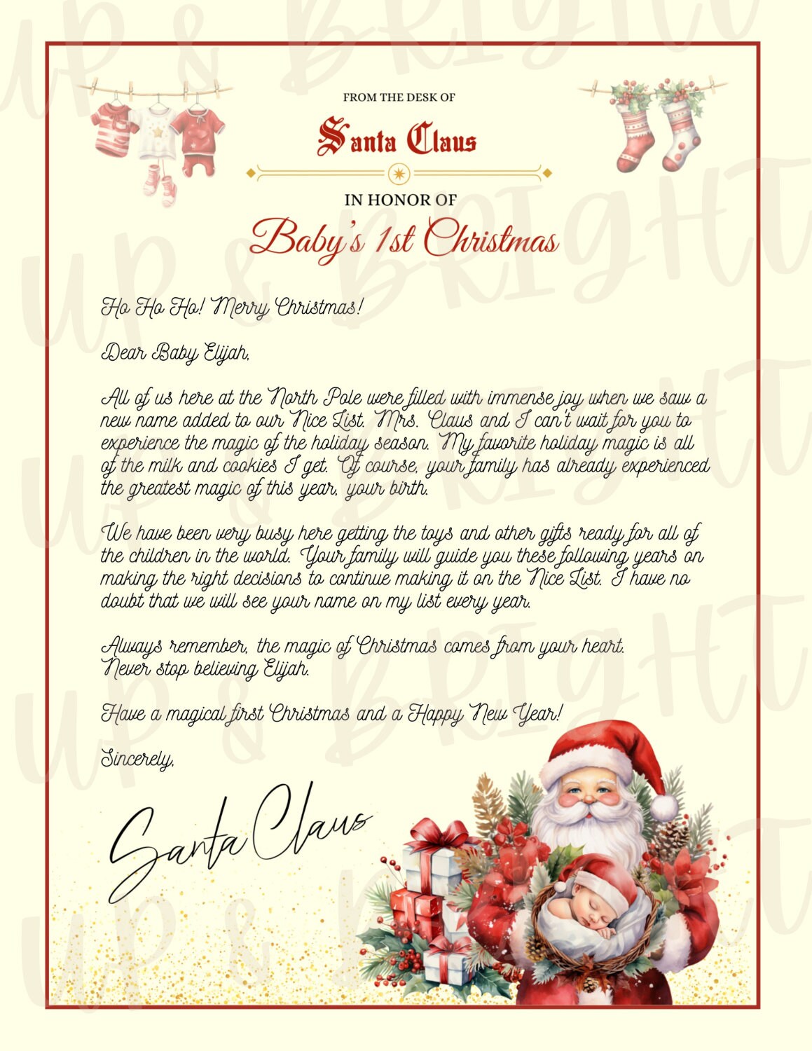 BABY SANTA LETTER | Digital Download | Personalized Santa Letter ...