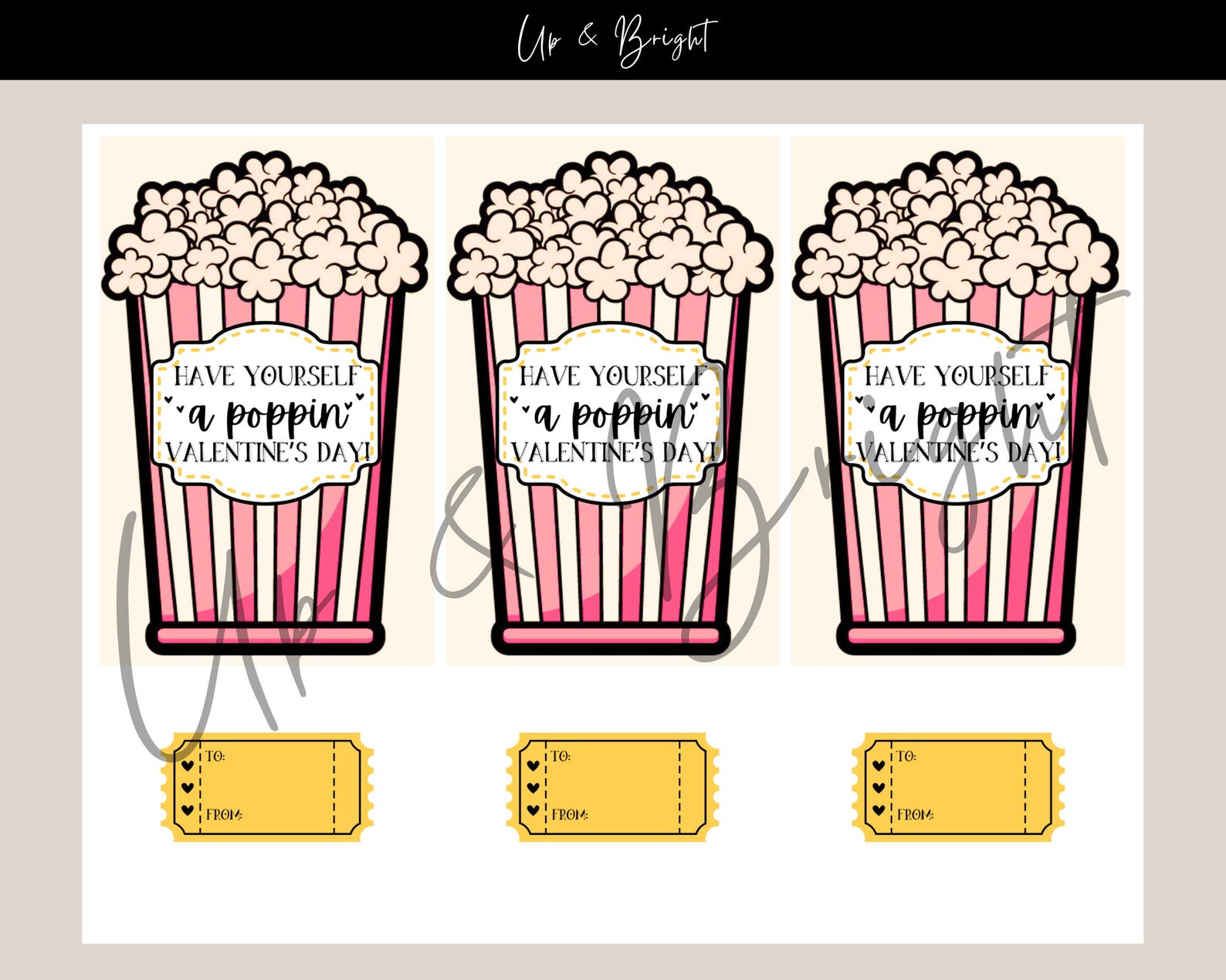 VALENTINES POPCORN PRINTABLE | Digital Download | Valentine Printable ...