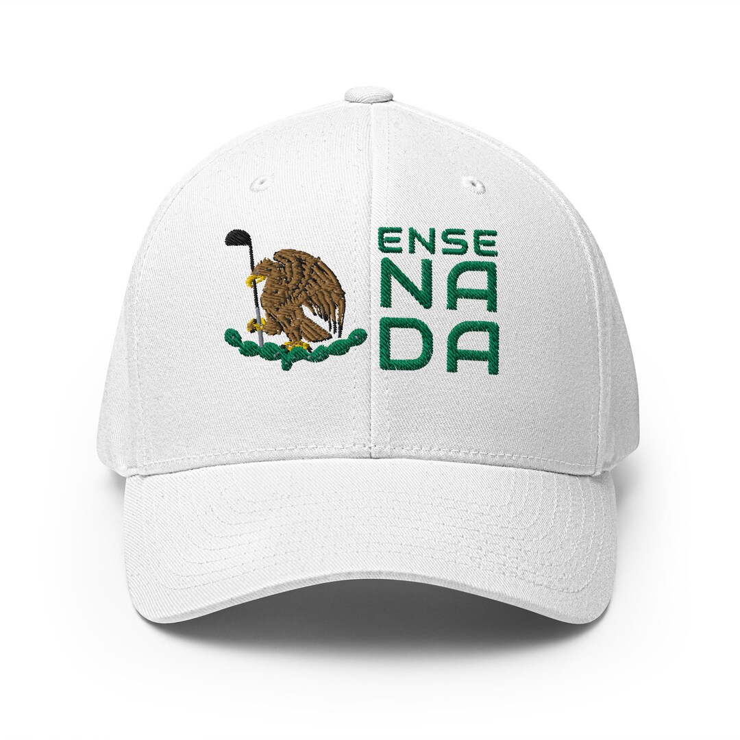 Ensenada Modern Golf Hat - Mexico Eagle [white] [flex Fit] Golf Hat for ...