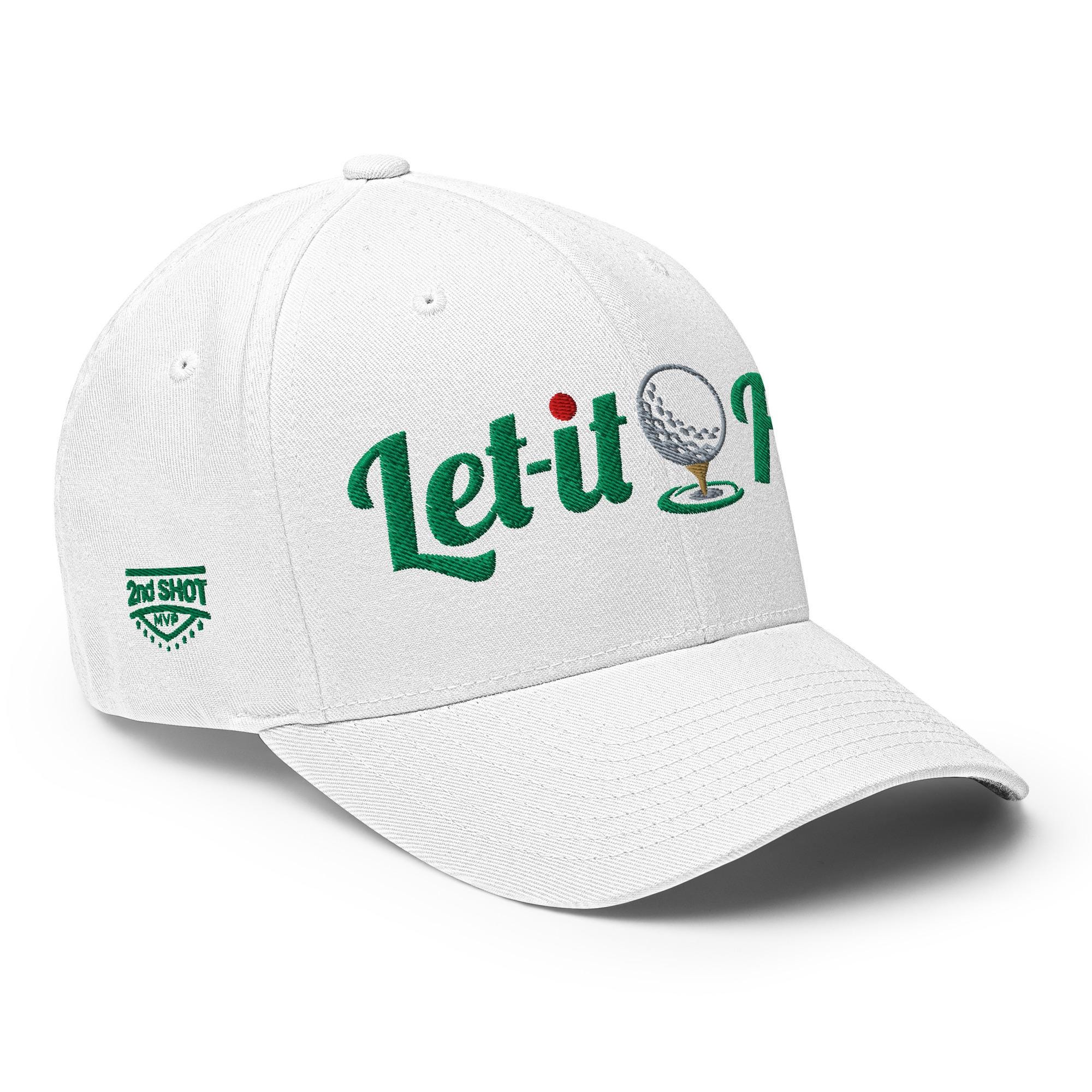 Let It Fly - Green - Fun Golf Hat - White - Flexfit - Golf Hat for Men ...