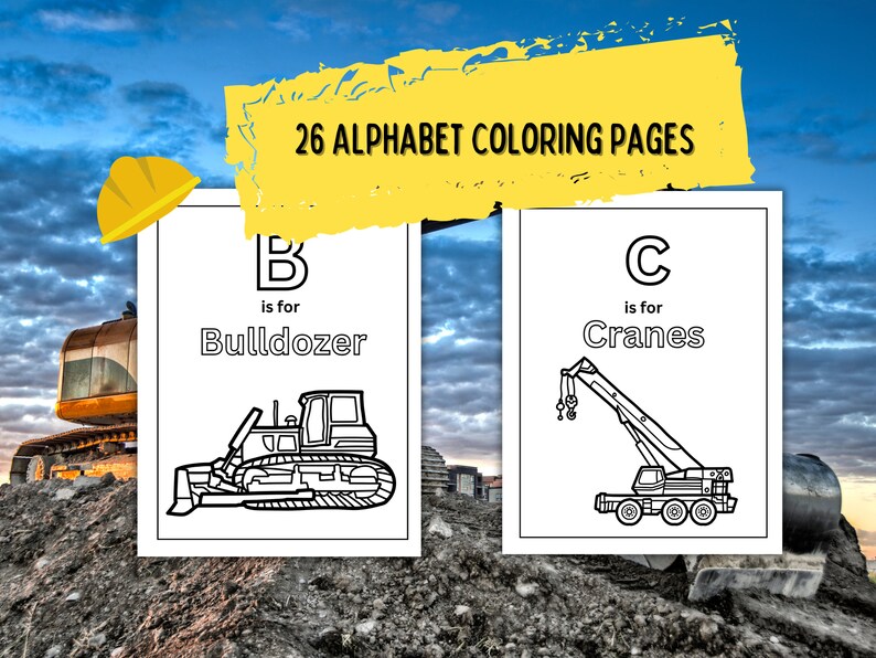 50 Construction Alphabet and Counting Coloring Book, Toddler Boy ...
