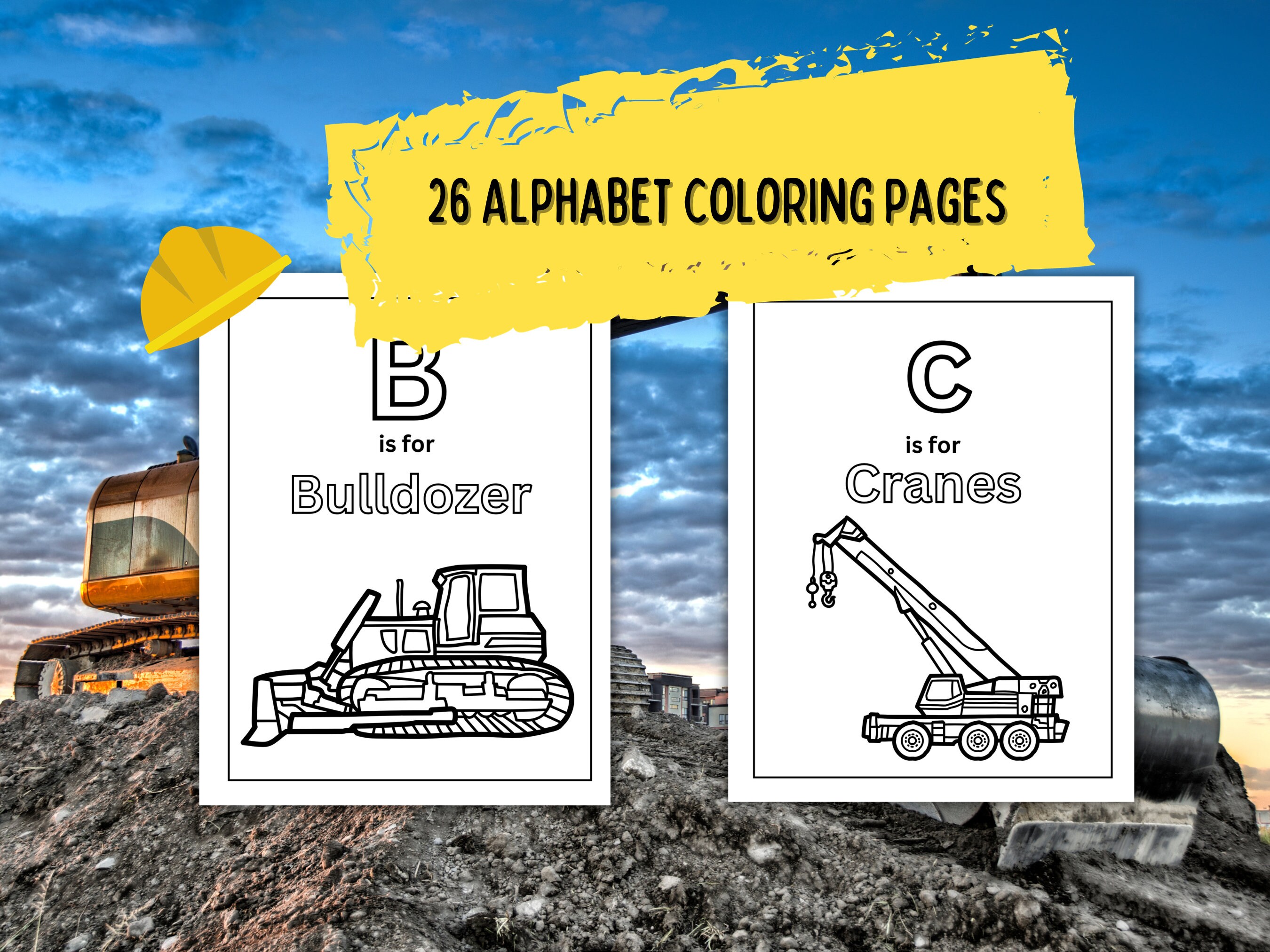 50 Construction Alphabet and Counting Coloring Book, Toddler Boy ...