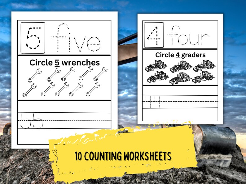 50 Construction Alphabet and Counting Coloring Book, Toddler Boy ...