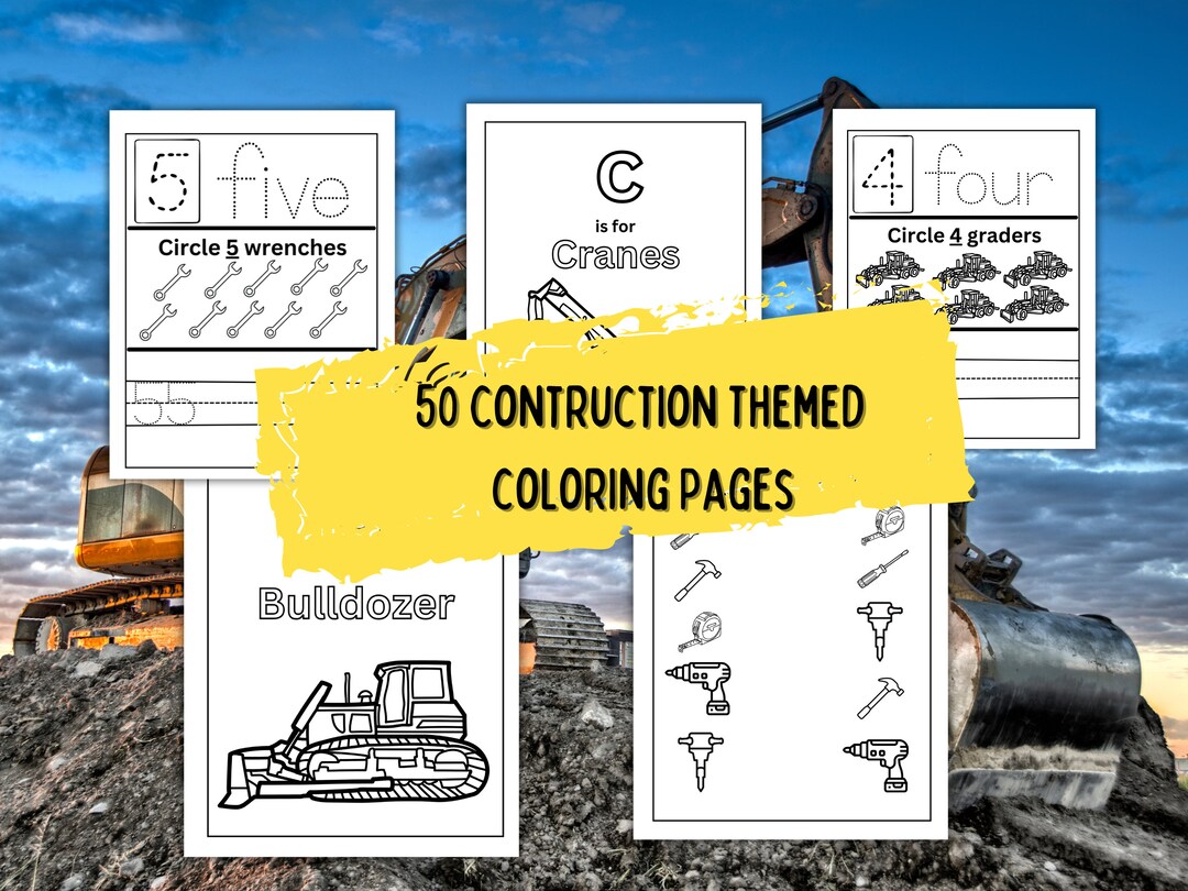 50 Construction Alphabet and Counting Coloring Book, Toddler Boy ...