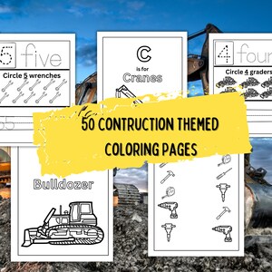 50 Construction Alphabet and Counting Coloring Book, Toddler Boy ...