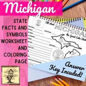 Michigan 50 States Worksheet and Coloring Page | Homeschool and ...