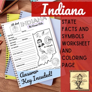 Indiana 50 States Worksheet and Coloring Page Homeschool and Classroom ...