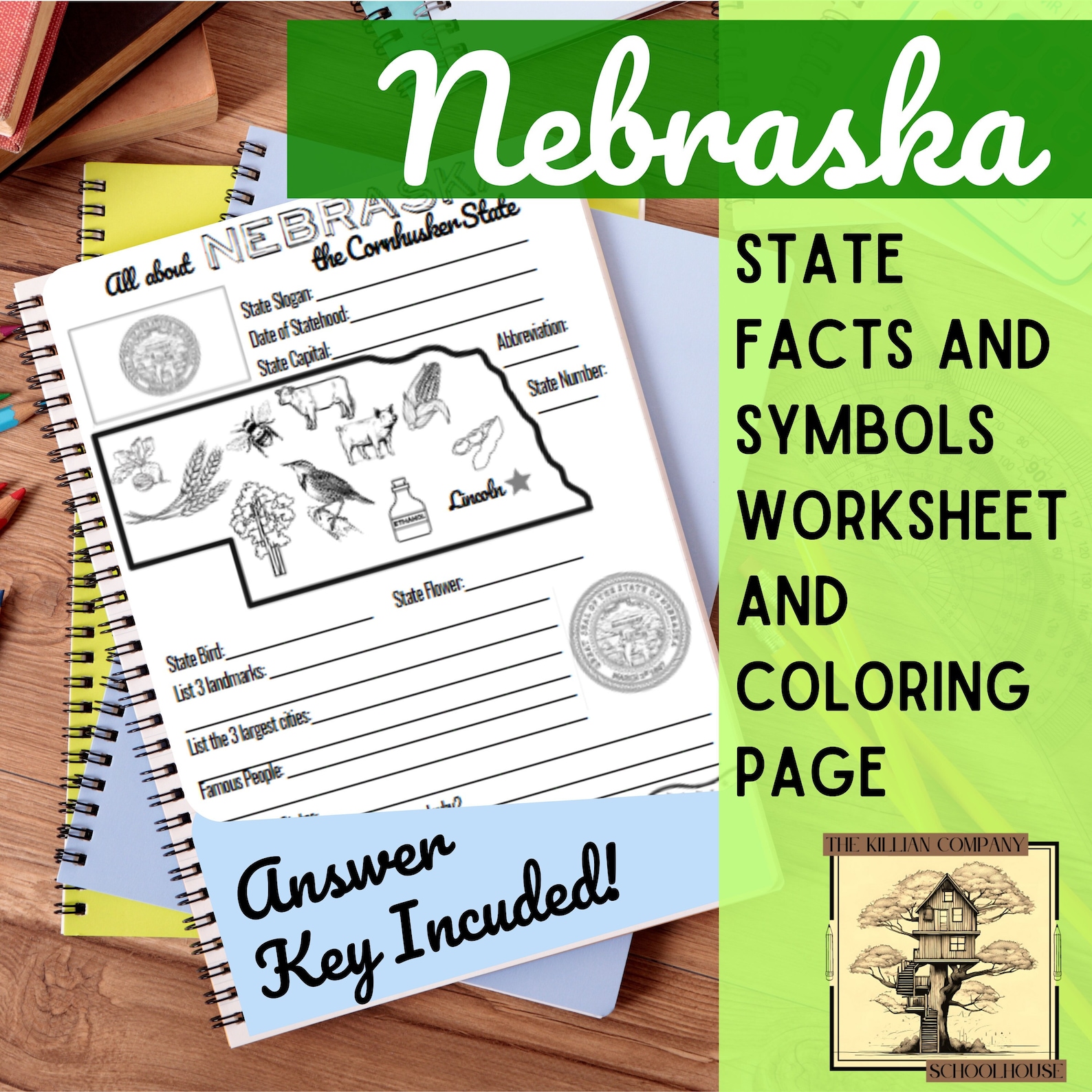 Nebraska 50 States Worksheet and Coloring Page | Homeschool and ...
