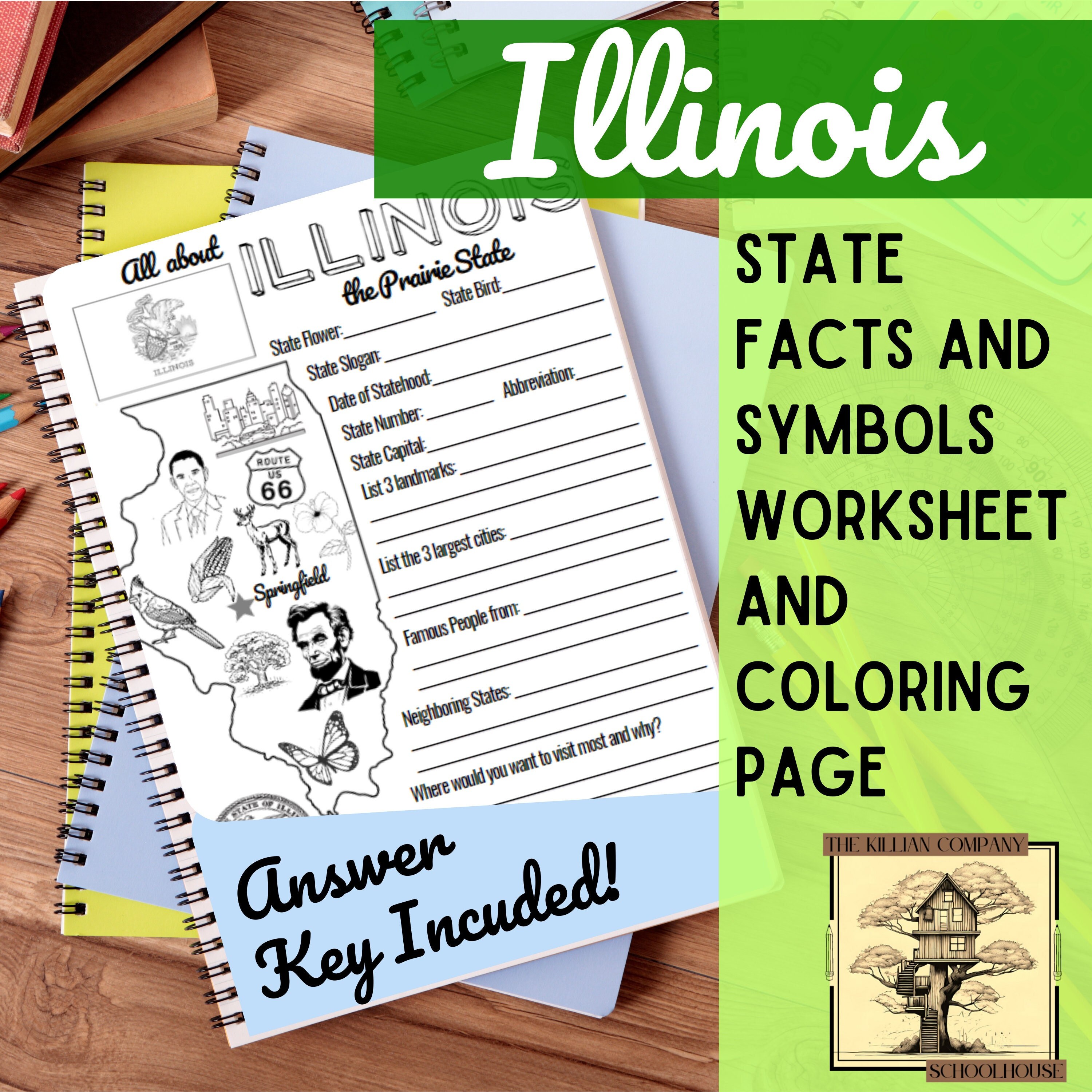 Illinois 50 States Worksheet and Coloring Page | Homeschool and ...