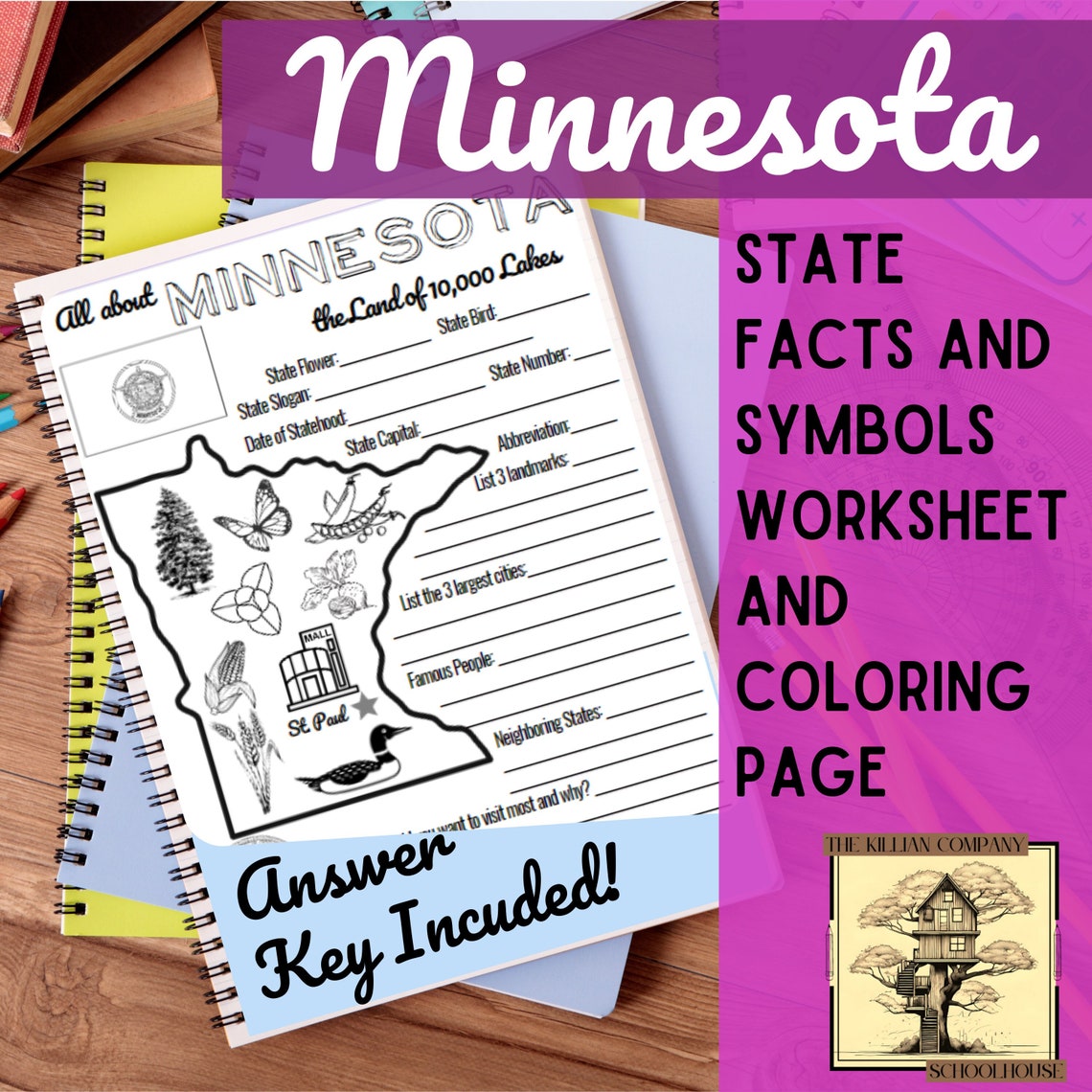 Minnesota 50 States Worksheet and Coloring Page | Homeschool and ...