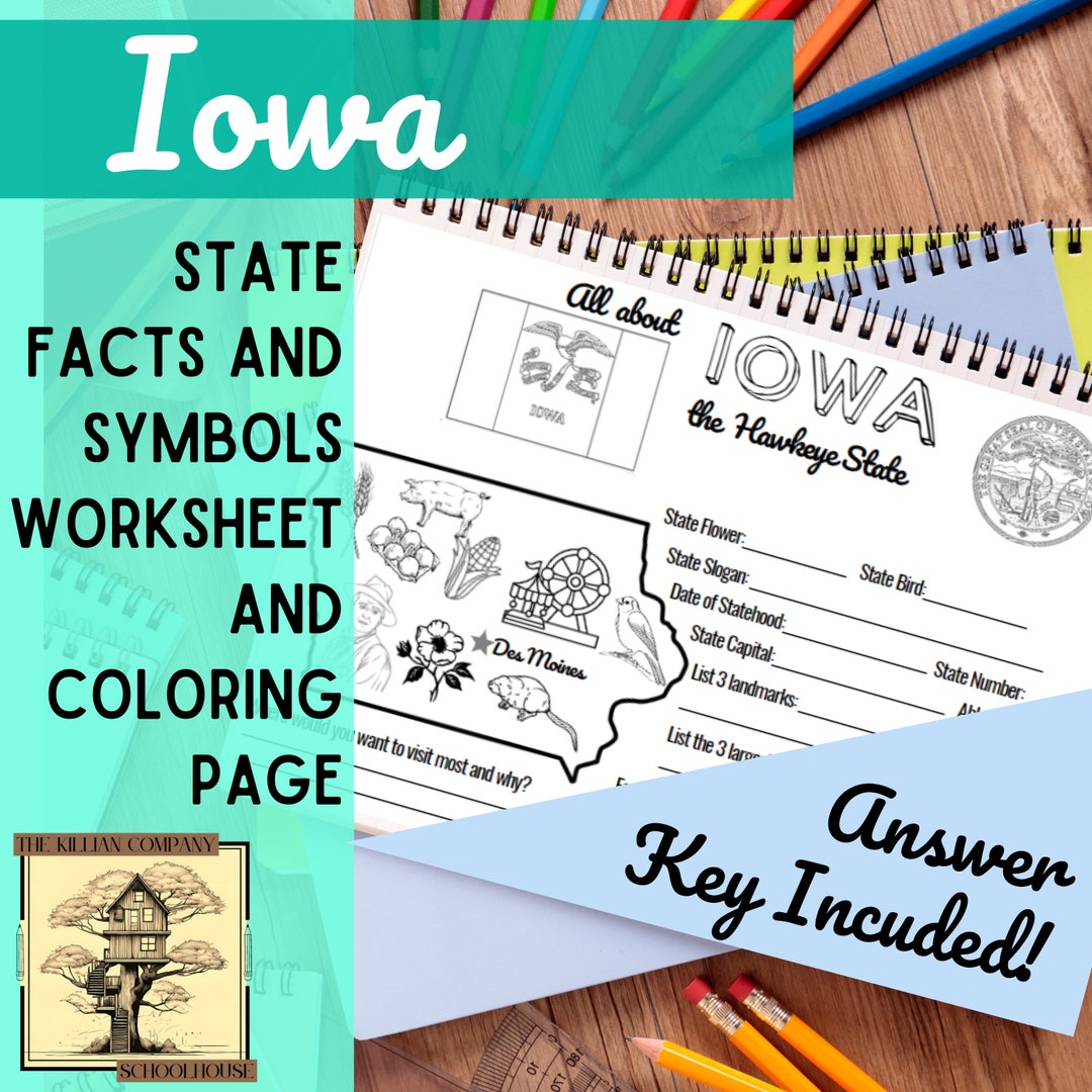 Iowa 50 States Worksheet and Coloring Page | Homeschool and Classroom ...