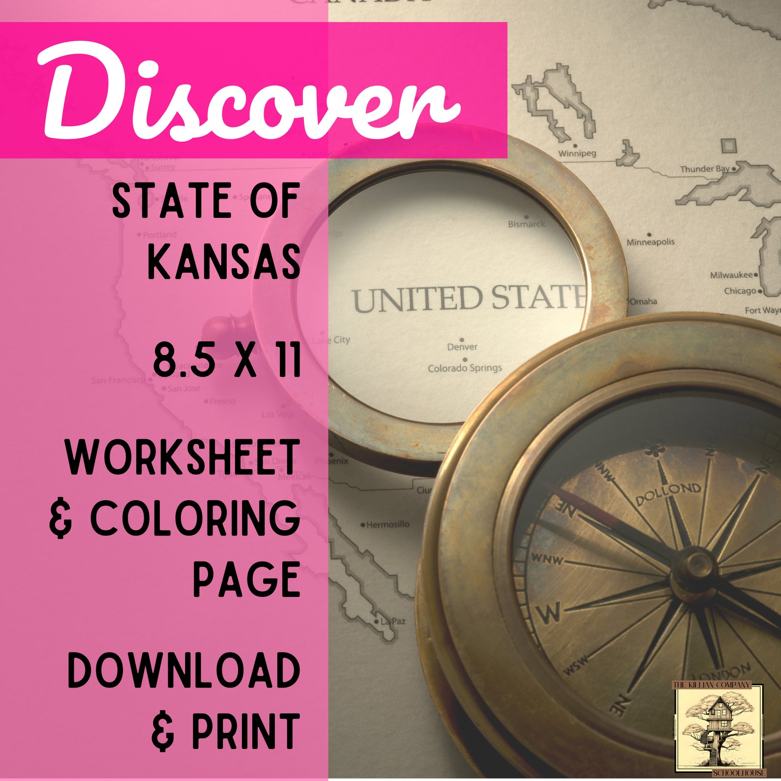 Kansas 50 States Worksheet and Coloring Page | Homeschool and Classroom ...