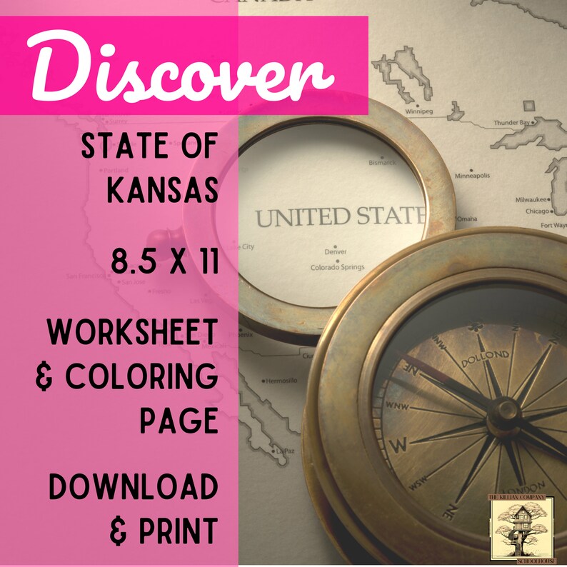 Kansas 50 States Worksheet and Coloring Page | Homeschool and Classroom ...