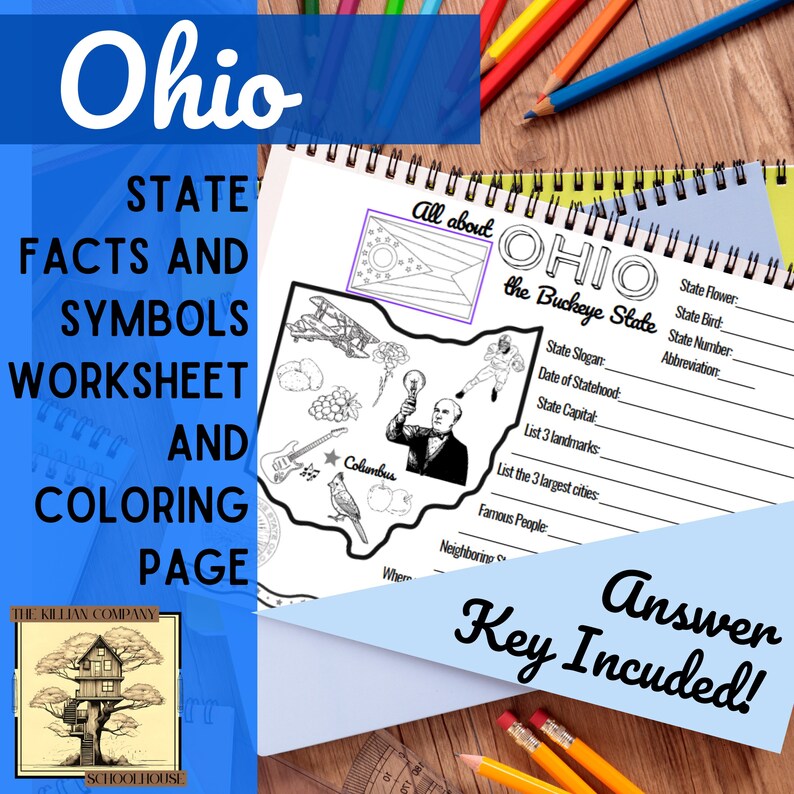 Ohio 50 States Worksheet and Coloring Page Homeschool and Classroom ...