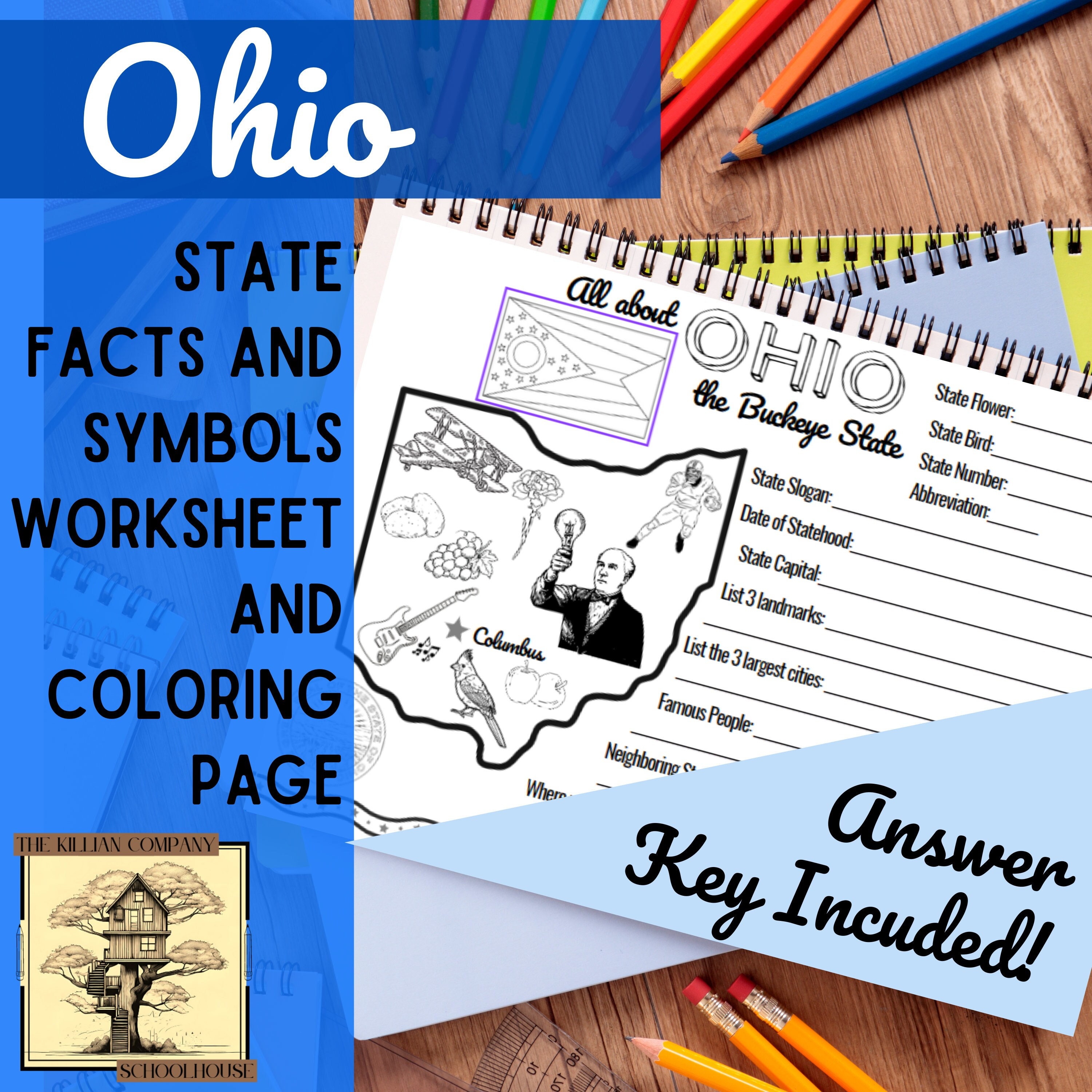 Ohio 50 States Worksheet and Coloring Page | Homeschool and Classroom ...