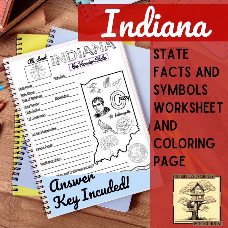 Indiana 50 States Worksheet and Coloring Page Homeschool and Classroom ...