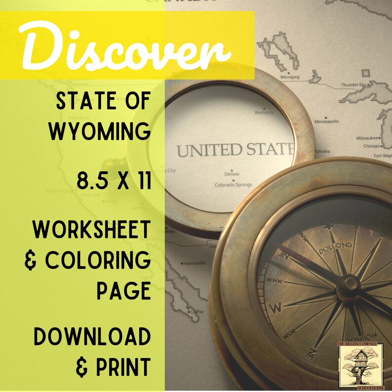 Wyoming Worksheet and Coloring Page: State Facts & Symbols (digital ...