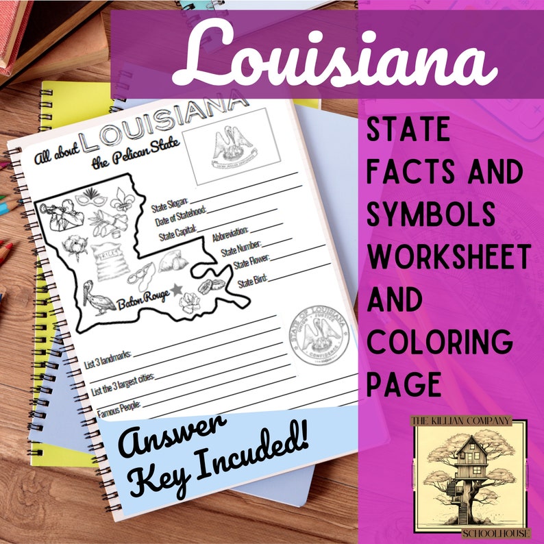 Louisiana State Worksheet: Facts, Symbols, Coloring Page (digital ...