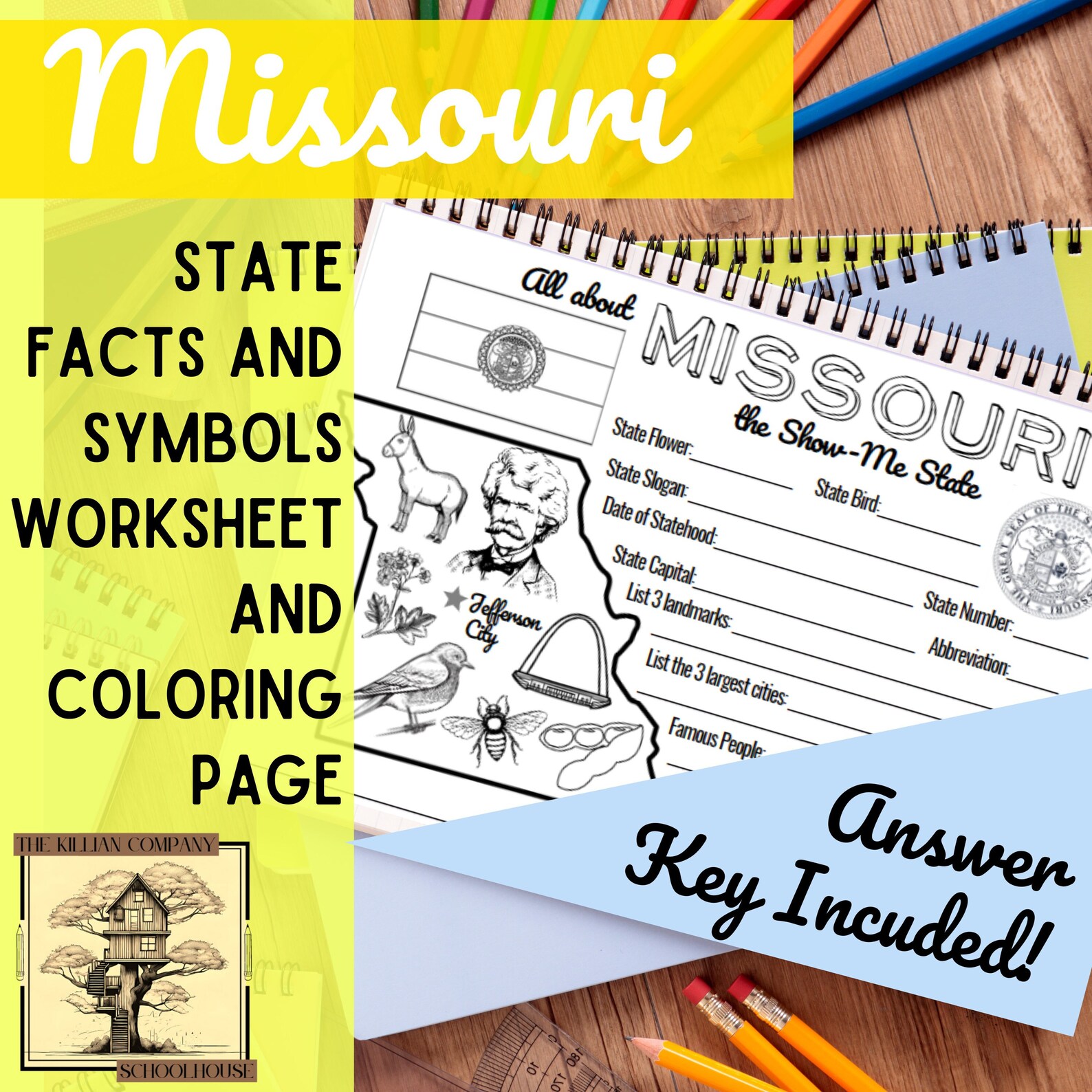 Missouri 50 States Worksheet and Coloring Page Homeschool and Classroom ...