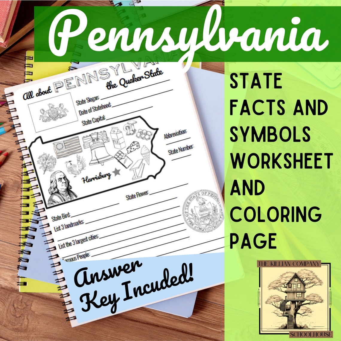 Pennsylvania 50 States Worksheet & Coloring Page Homeschool Classroom ...