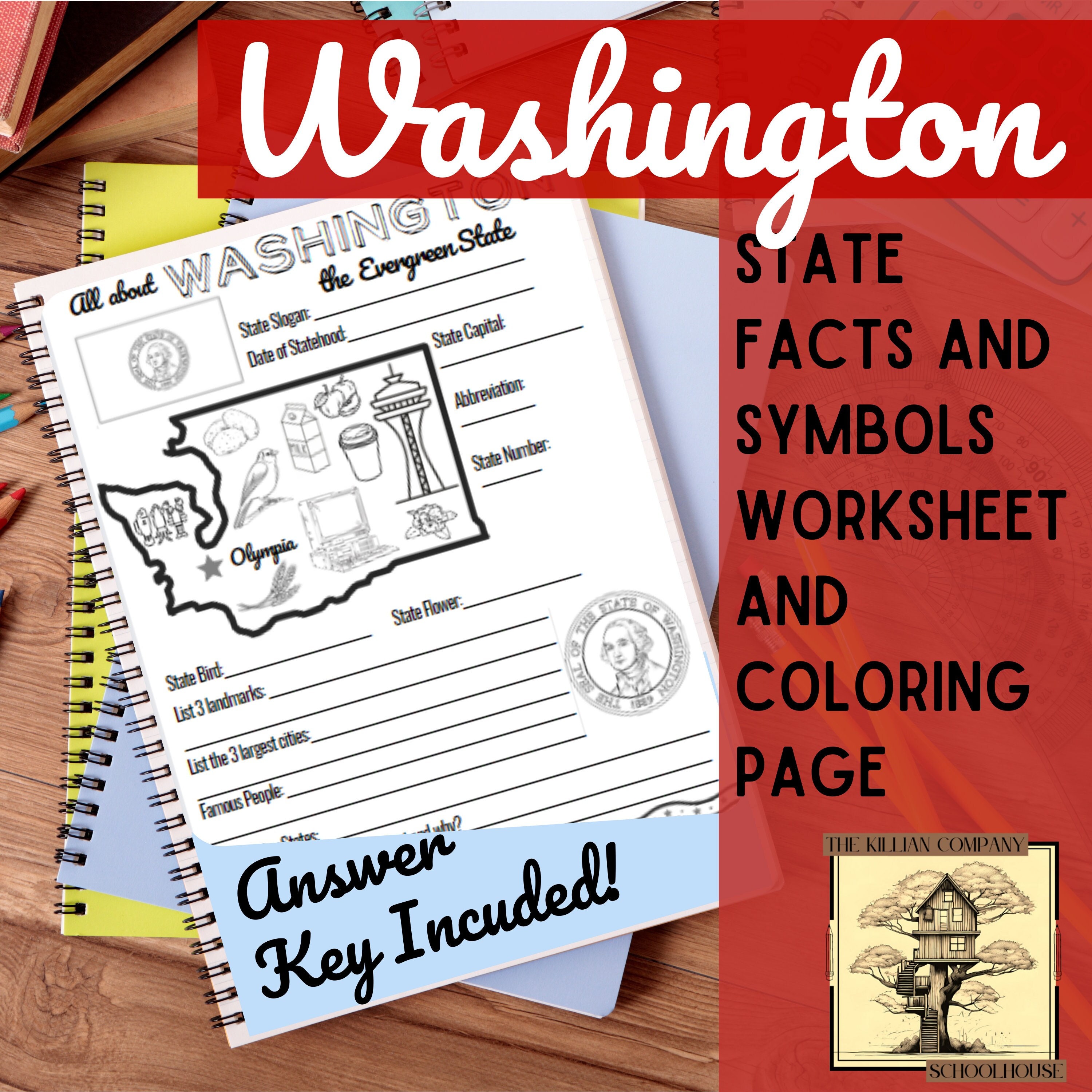 Washington 50 States Worksheet & Coloring Page | Homeschool Classroom ...