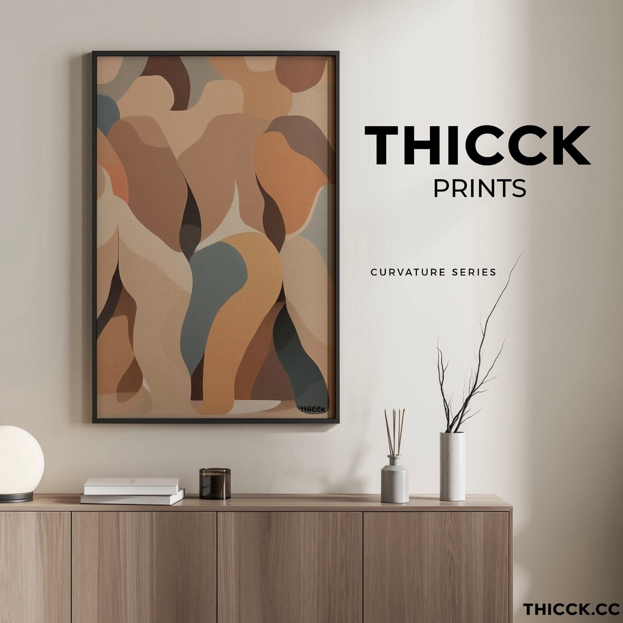 Thicck Prints, Curvature Series, C-002, Masculine Forms, Abstract ...