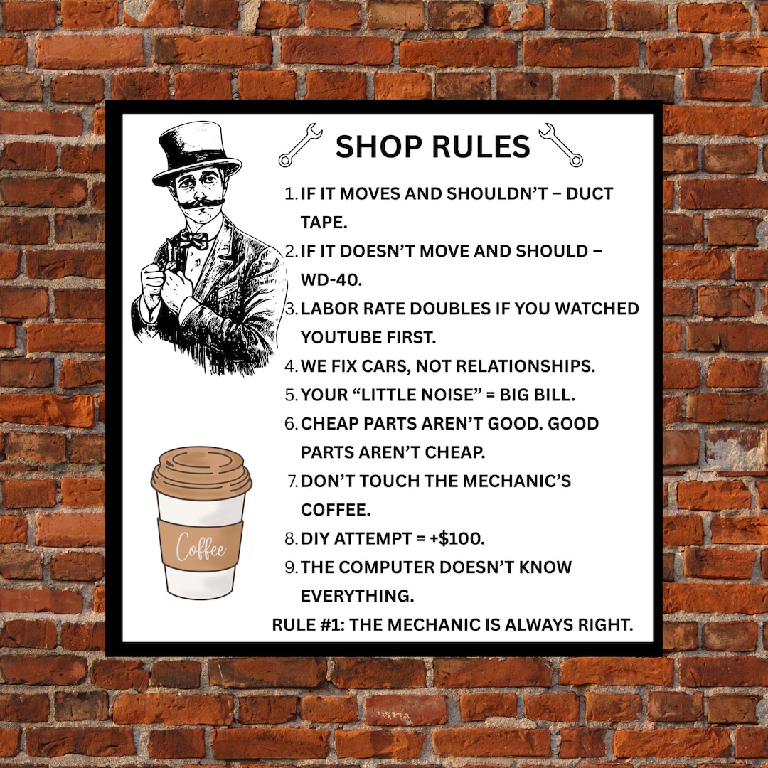 Funny Shop Rules Metal Art Sign, Garage Decor, Gift for Him - Etsy