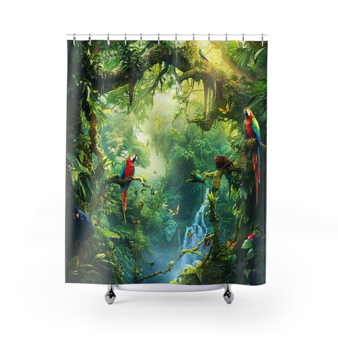 Tropical Rainforest Shower Curtain: Vibrant Jungle Bathroom Decor - Etsy