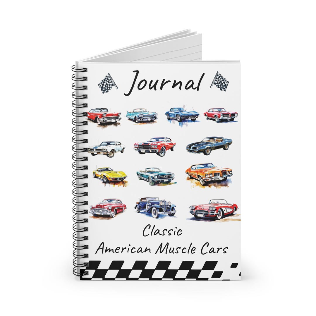 Classic American Muscle Cars Spiral Notebook, Ruled Journal | Racing ...